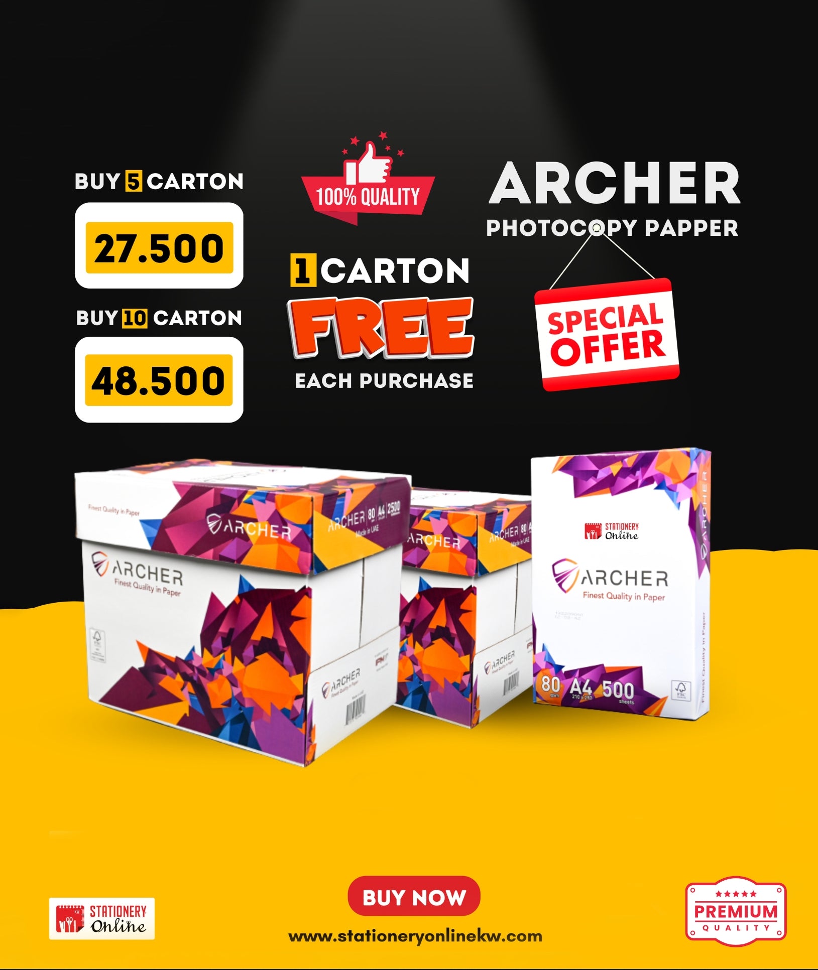 Archer Photocopy Paper - A4 - 80gsm - 500 sheets - Carton – Stationery ...
